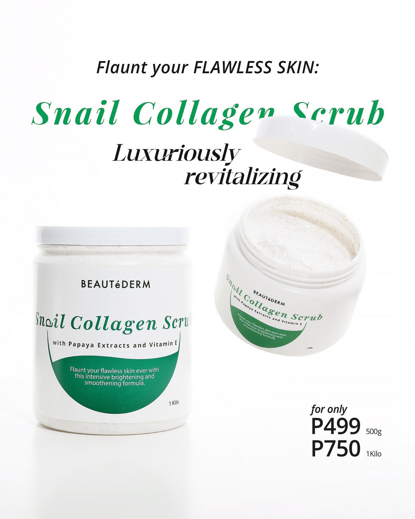 Snail Collagen Body Scrub with Papaya Extracts, Vitamin E, and Shea Bu ...